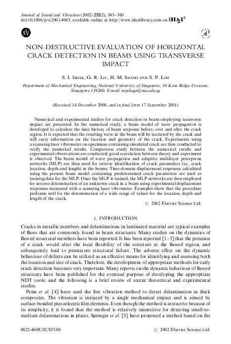 (PDF) Non-Destructive Evaluation of Horizontal Crack Detection in Beams ...