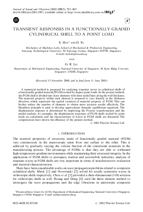 (PDF) Transient Responses in a Functionally Graded Cylindrical Shell to ...