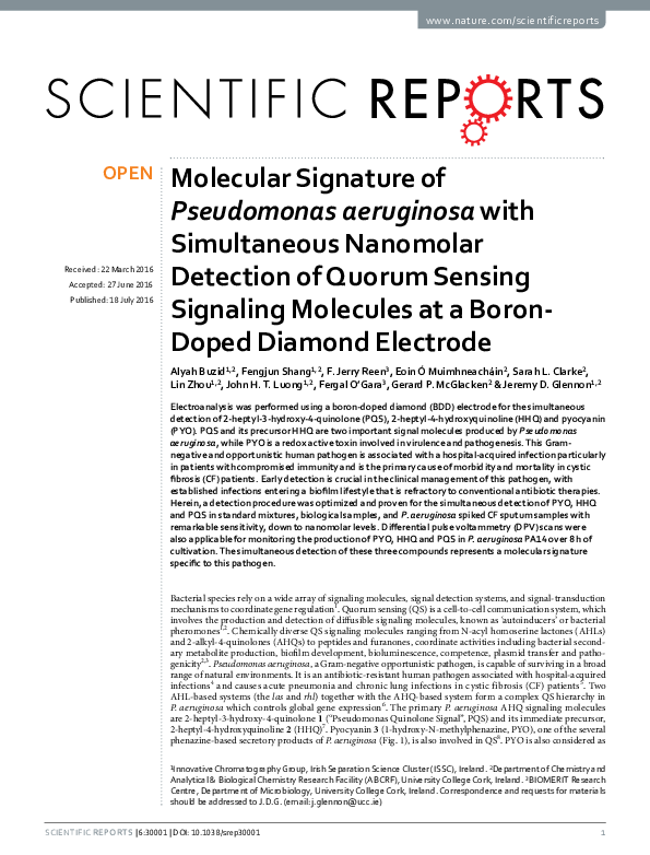 (PDF) Molecular Signature of Pseudomonas aeruginosa with Simultaneous ...