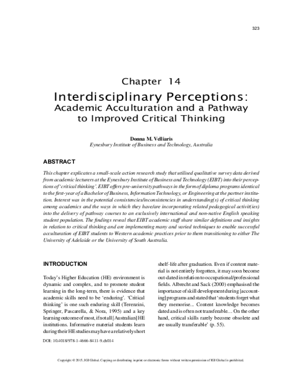 (PDF) Interdisciplinary Perceptions