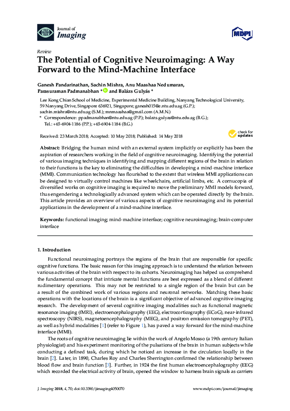 (PDF) The Potential of Cognitive Neuroimaging: A Way Forward to the ...