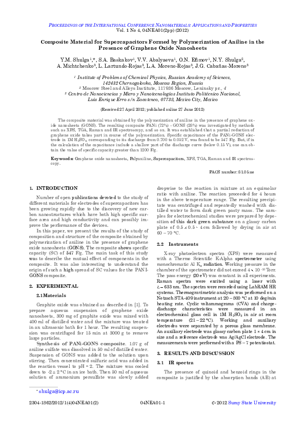 (PDF) Composite material for supercapacitors formed by polymerization of aniline in the presence ...