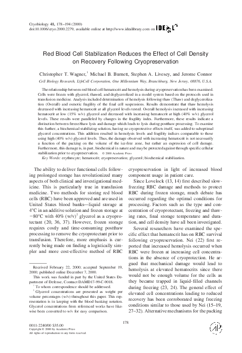 (PDF) Red Blood Cell Stabilization Reduces the Effect of Cell Density ...