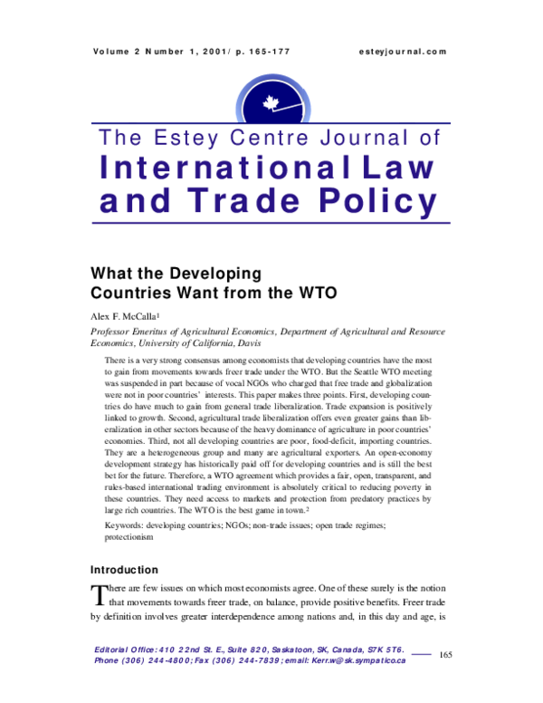 (PDF) What the Developing Countries Want from the WTO