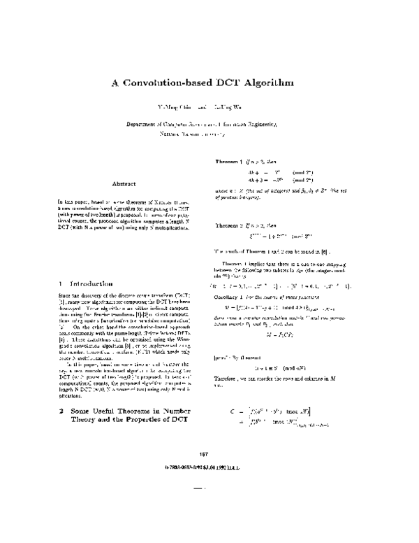 (PDF) A convolution-based DCT algorithm