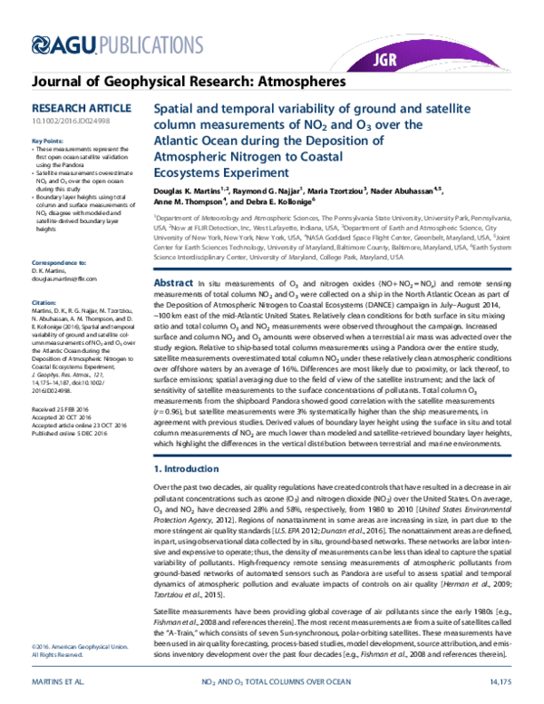 (PDF) Spatial and temporal variability of ground and satellite column ...