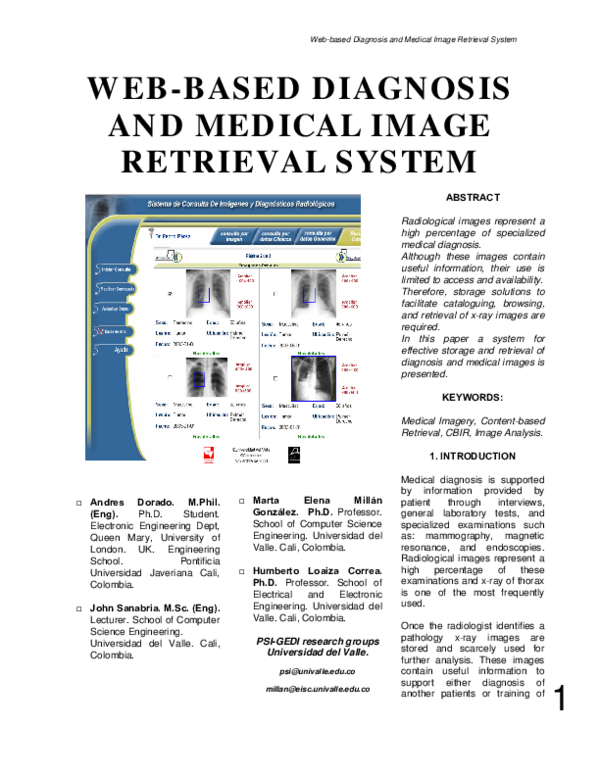 (PDF) Web-based diagnosis and medical image retrieval system
