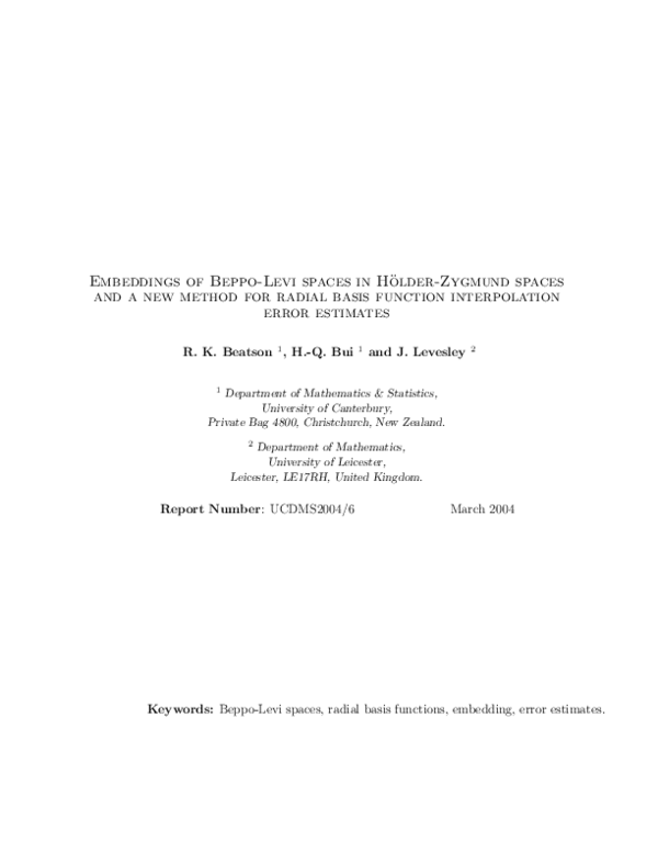 (PDF) Embeddings of Beppo–Levi spaces in Hölder–Zygmund spaces, and a new method for radial ...
