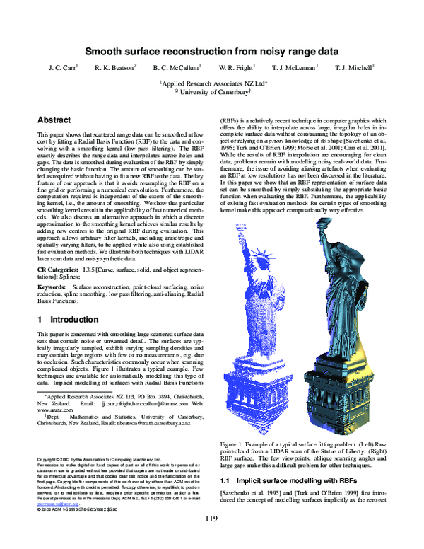 (PDF) Smooth surface reconstruction from noisy range data