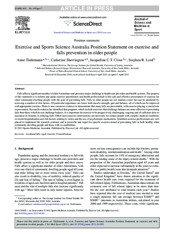 (PDF) Exercise and Sports Science Australia Position Statement on ...