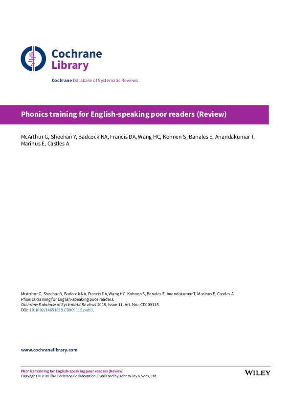 (PDF) Phonics training for English-speaking poor readers | Erin Banales ...