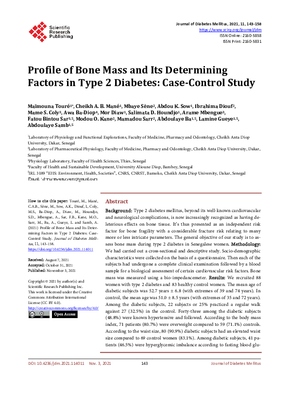 (PDF) Profile of Bone Mass and Its Determining Factors in Type 2 ...