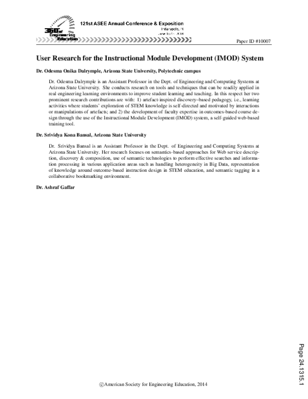 (PDF) User Research for the Instructional Module Development (IMOD) System
