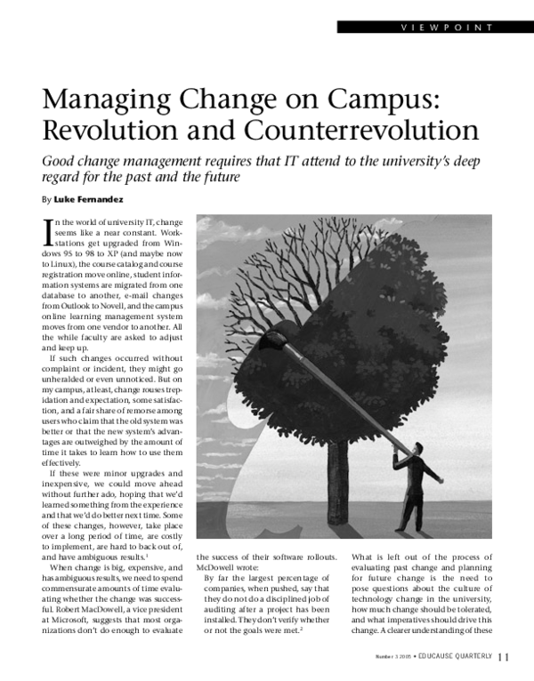 (PDF) Managing Change on Campus: Revolution and Counterrevolution