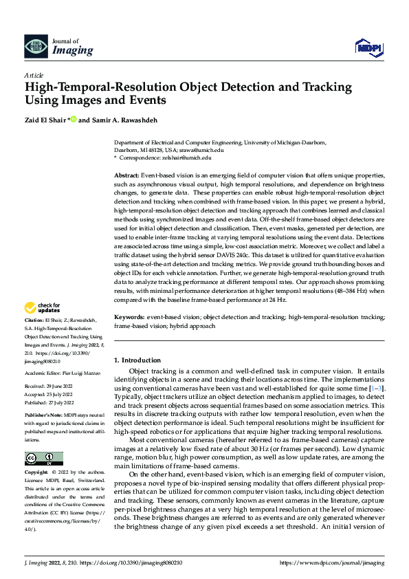 (PDF) High-Temporal-Resolution Object Detection and Tracking using ...