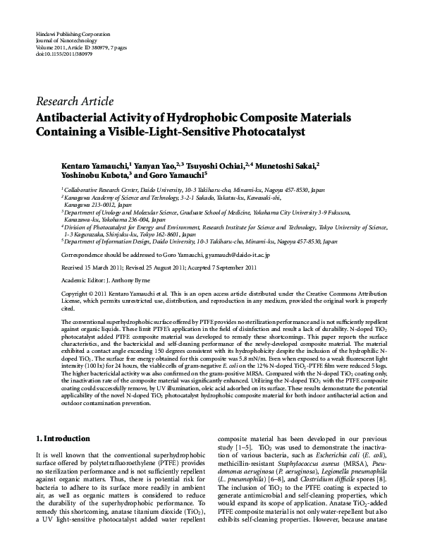 (PDF) Antibacterial Activity of Hydrophobic Composite Materials ...