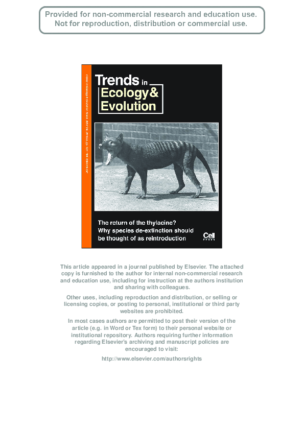 (PDF) Reintroducing resurrected species: selecting DeExtinction candidates