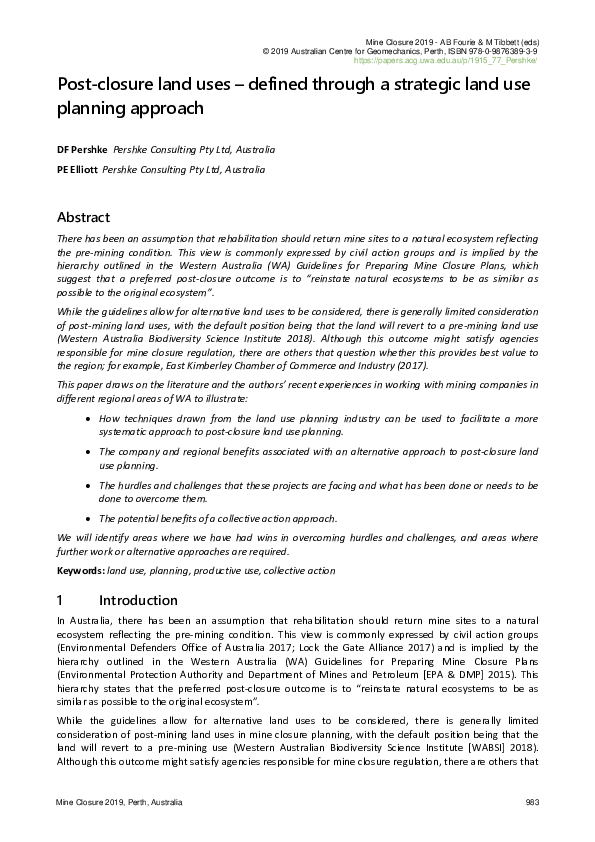 (PDF) Post-closure land uses – defined through a strategic land use ...