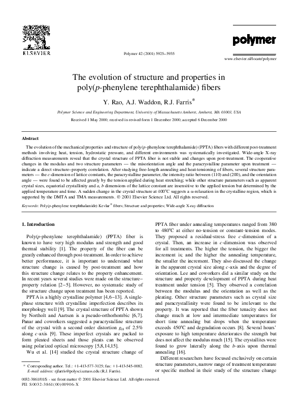 (PDF) The evolution of structure and properties in poly(p-phenylene ...
