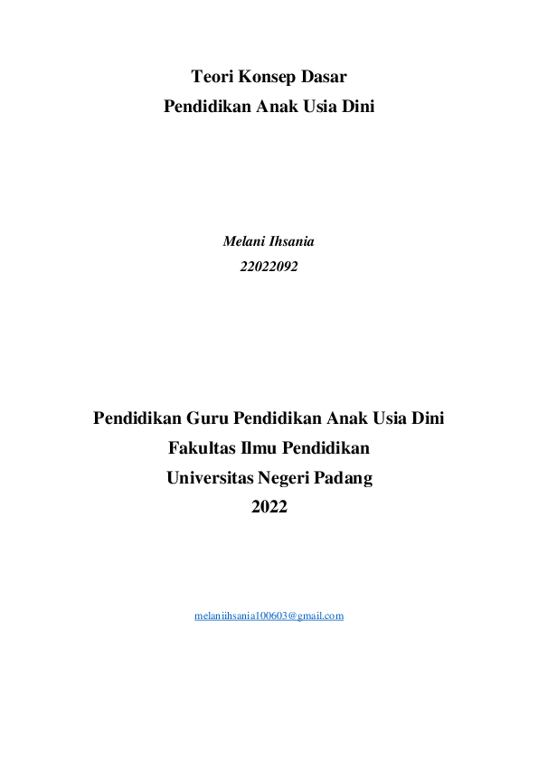 (PDF) Teori Konsep Dasar Pendidikan Anak Usia Dini | Melani Ihsania - Academia.edu