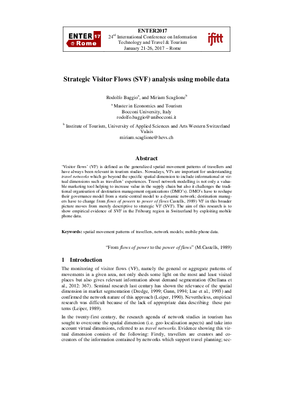 (PDF) Strategic Visitor Flows (SVF) Analysis Using Mobile Data | Miriam Scaglione - Academia.edu