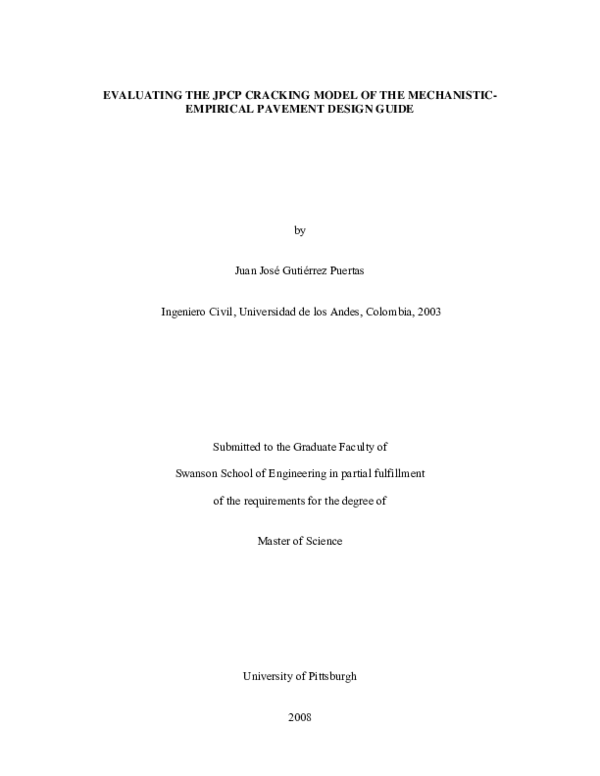 (PDF) Evaluating the JPCP Cracking Model of the Mechanistic-Empirical Pavement Design Guide