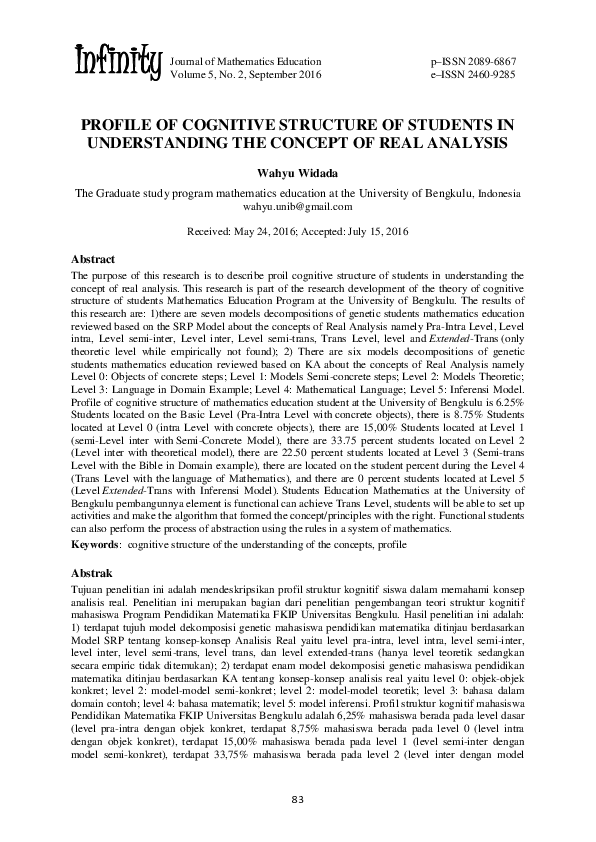 (PDF) Profile of Cognitive Structure of Students in Understanding the ...