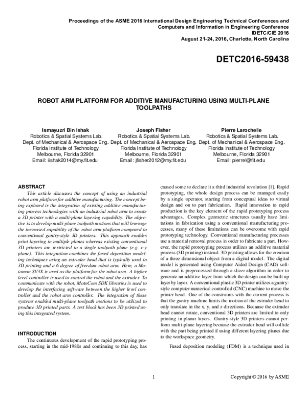 (PDF) Robot Arm Platform for Additive Manufacturing Using Multi-Plane ...
