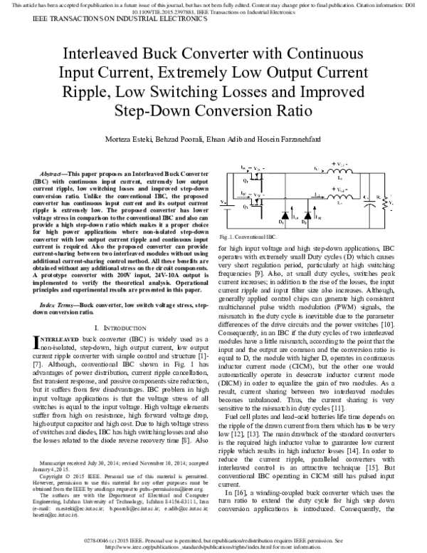 (PDF) Interleaved Buck Converter With Continuous Input Current, Extremely Low Output Current ...