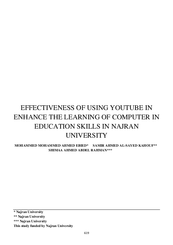 (PDF) Effectiveness of Using Youtube in Enhance the Learning of ...