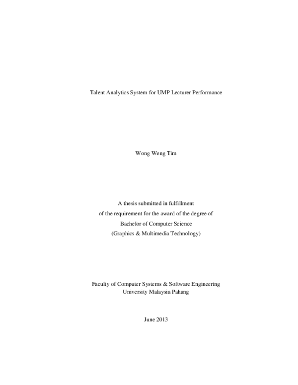 (PDF) Talent Analytics System for UMP Lecturer Performance
