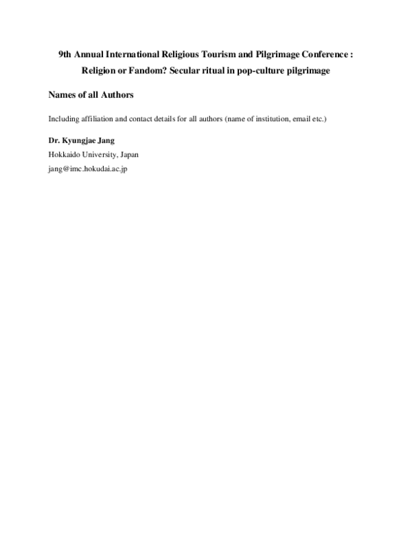 (PDF) Religion or Fandom? Secular ritual in pop-culture pilgrimage