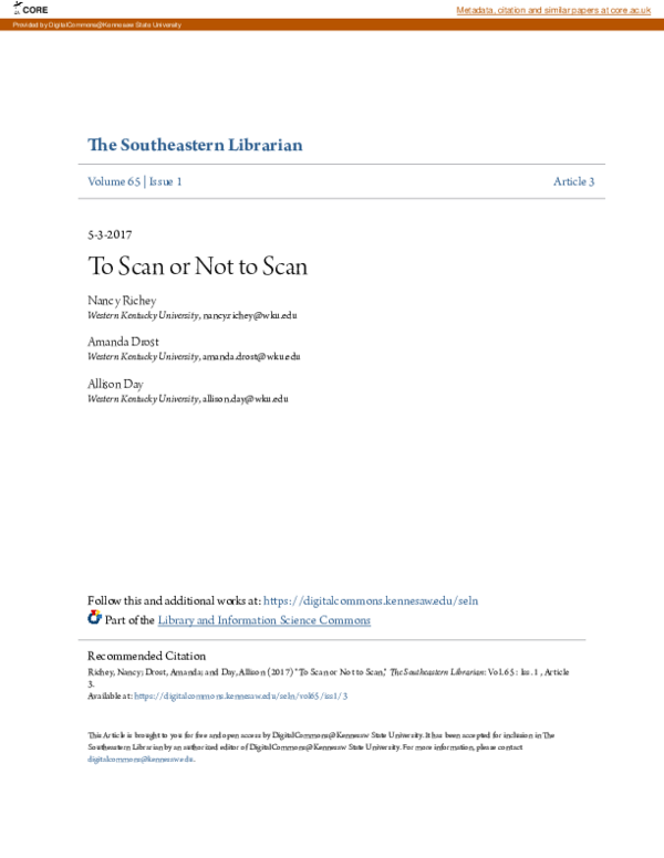 (PDF) To Scan or Not to Scan