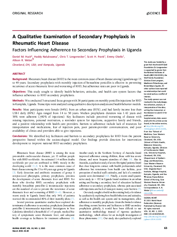 (PDF) A Qualitative Examination of Secondary Prophylaxis in Rheumatic ...
