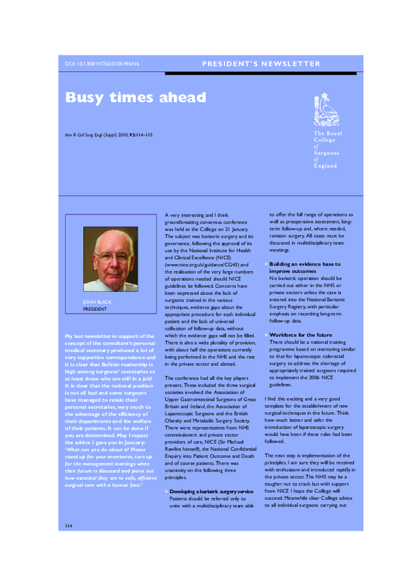 (PDF) Busy times ahead