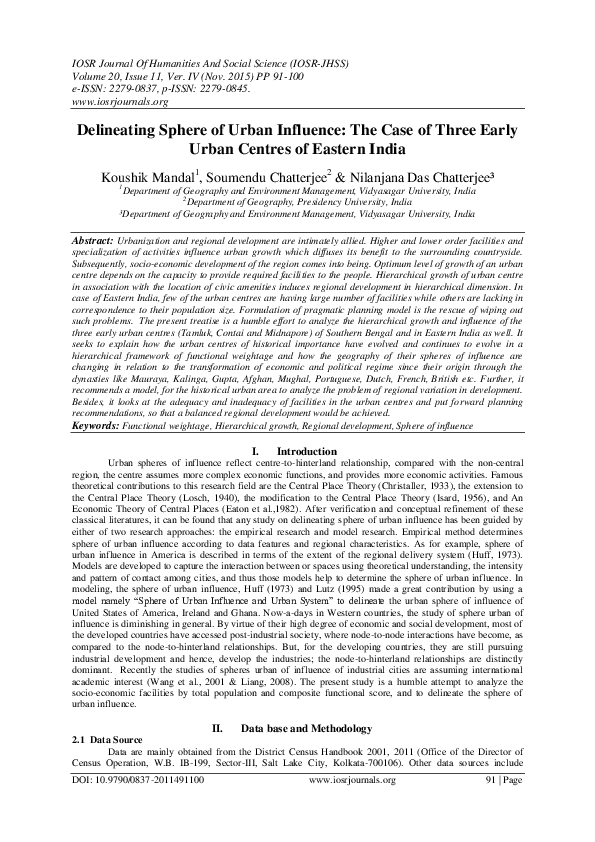 (PDF) Delineating Sphere of Urban Influence: The Case of Three Early ...