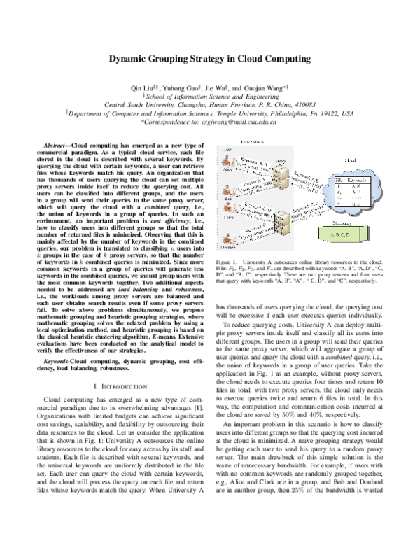 (PDF) Dynamic Grouping Strategy in Cloud Computing