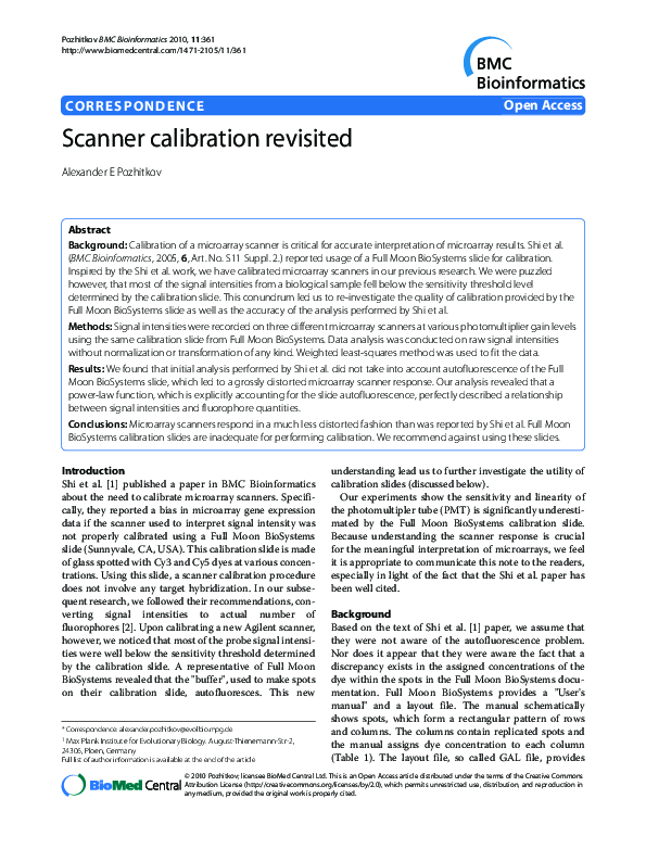 (PDF) Scanner calibration revisited