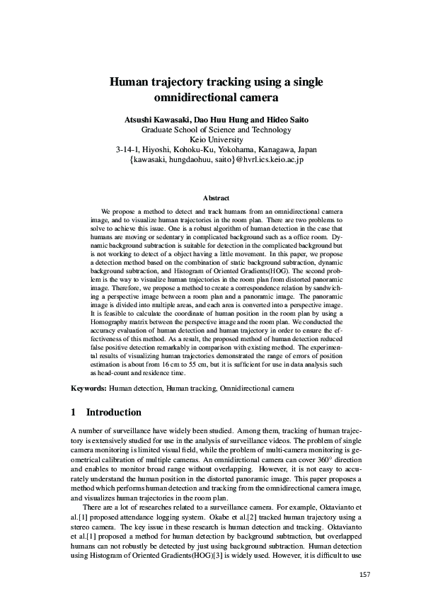 Pdf Human Trajectory Tracking Using A Single Omnidirectional Camera