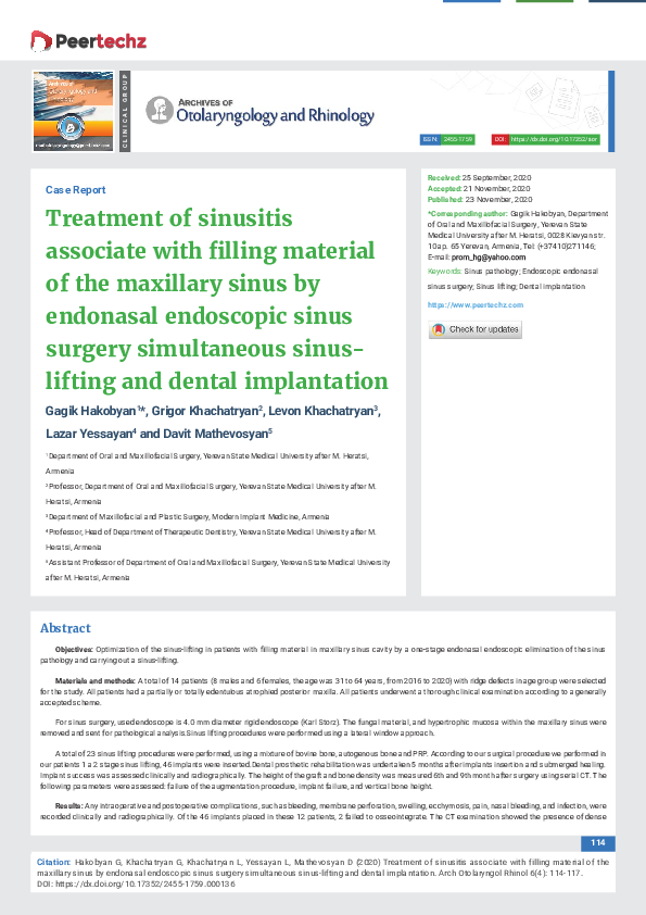 (PDF) Treatment of sinusitis associate with filling material of the ...