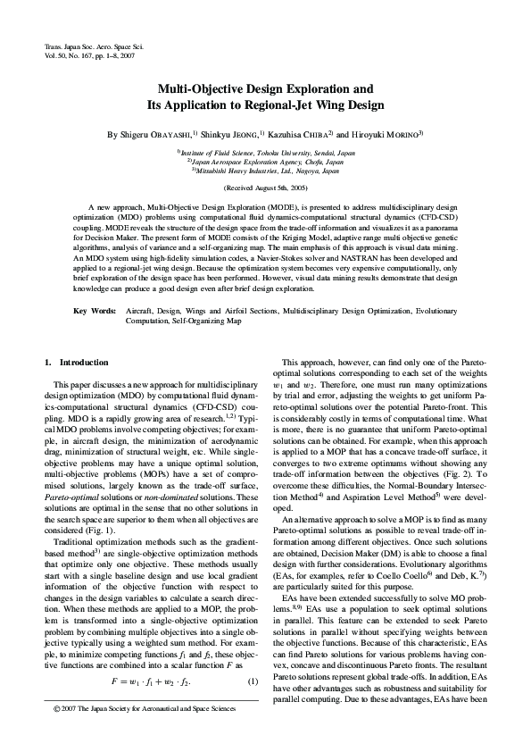 (PDF) Multi-Objective Design Exploration and Its Application to Regional-Jet Wing Design