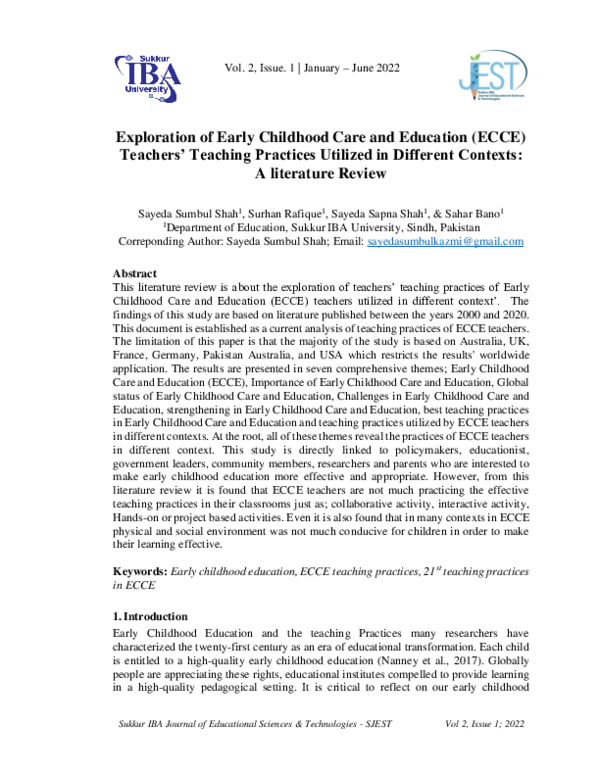 (PDF) Exploration of teachers’ teaching practices of Early Childhood ...