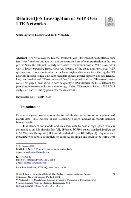 (PDF) Relative QoS Investigation of VoIP Over LTE Networks