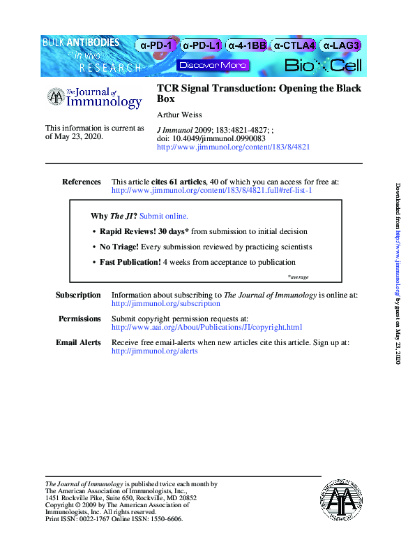 (PDF) TCR Signal Transduction: Opening the Black Box