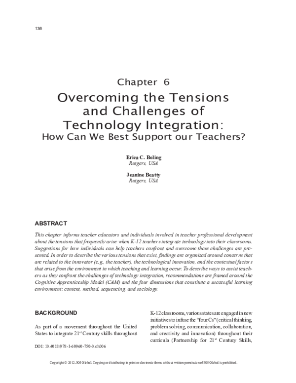 (PDF) Overcoming the Tensions and Challenges of Technology Integration