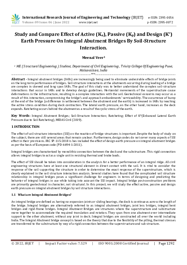 (PDF) Behavior of Integral Abutment Bridge with and without Soil Interaction | VINOD HOSUR ...