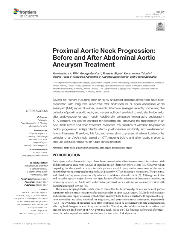 (PDF) Proximal Aortic Neck Progression: Before and After Abdominal ...