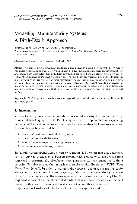 (PDF) Modelling manufacturing systems: A birth-death approach