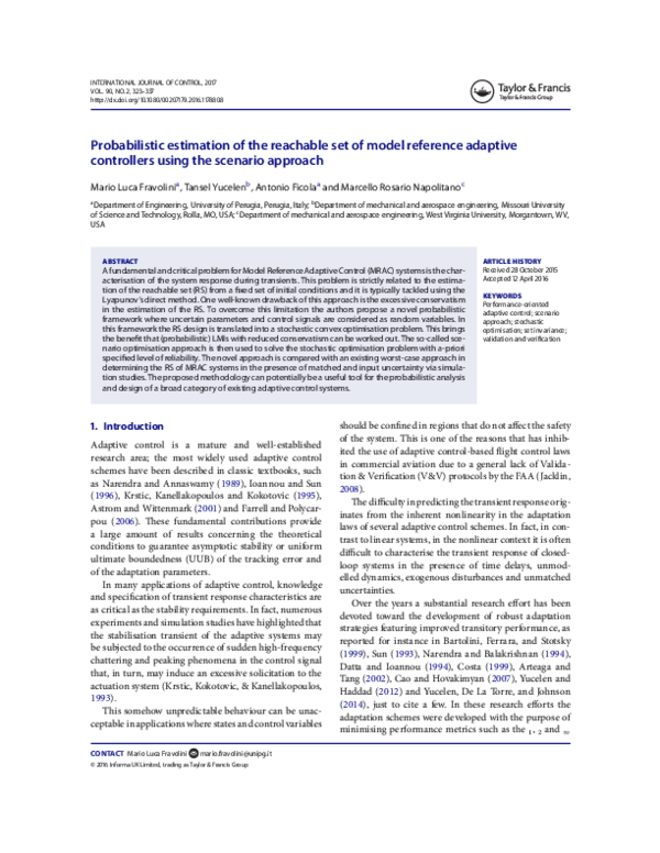 (PDF) Probabilistic estimation of the reachable set of model reference adaptive controllers ...
