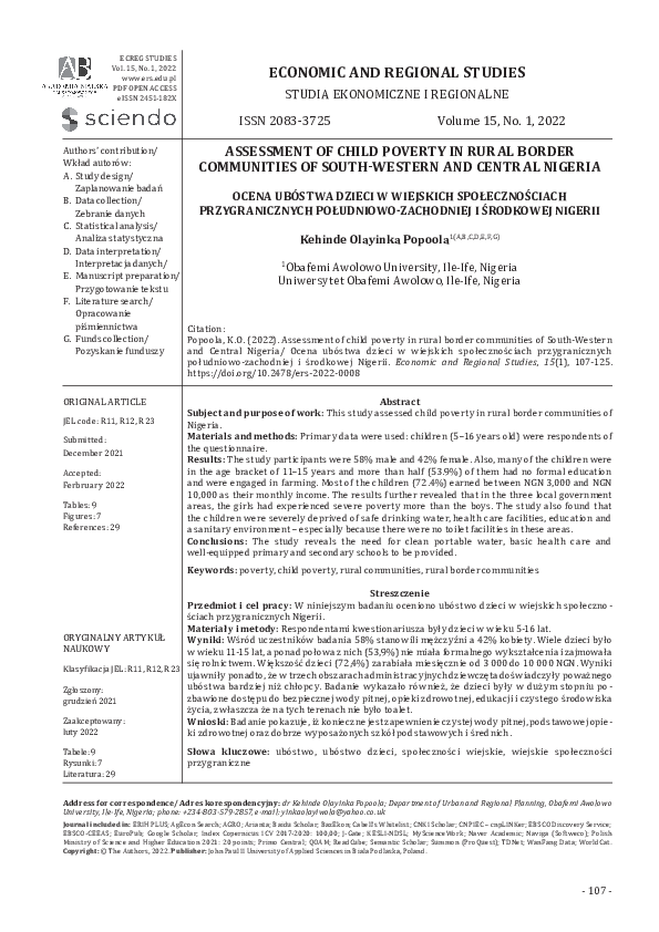 (PDF) Assessment of Child Poverty in Rural Border Communities of South ...